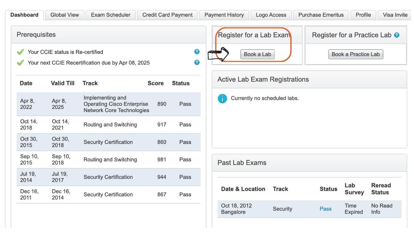 Cisco CCIE Lab Booking Process- Step by Step CCIE Booking